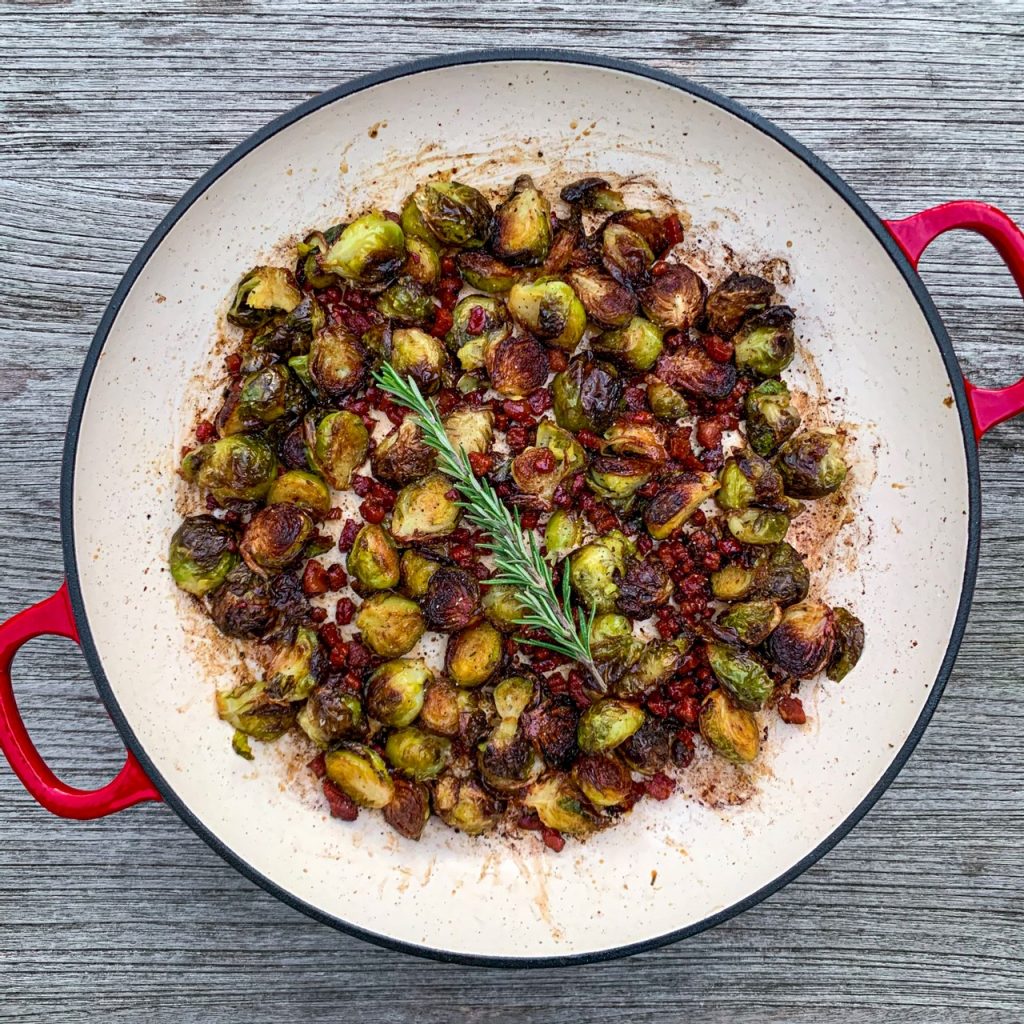 Sticky Chorizo Brussels Sprouts - Zena's Kitchen