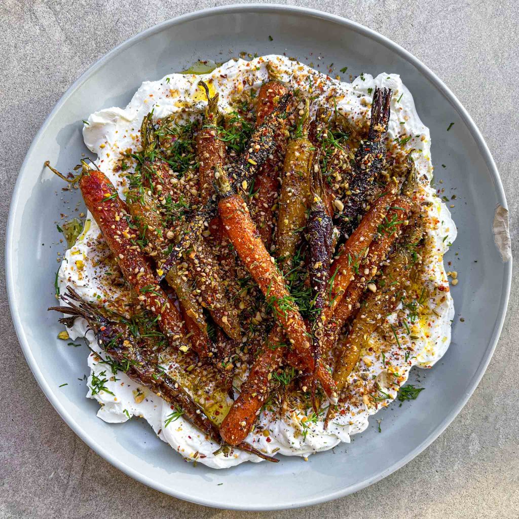 Sticky Za’atar Carrots with Spicy Dukkah & Labneh - Zena's Kitchen