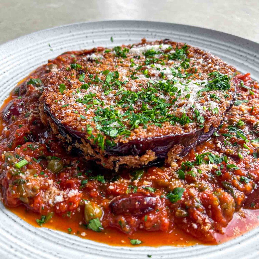 Crispy Aubergine Puttanesca (Eggplant)