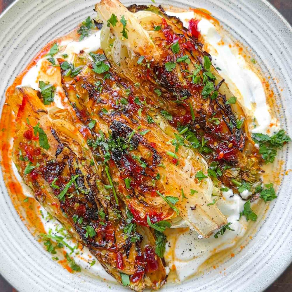 Hot Honey Charred Cabbage