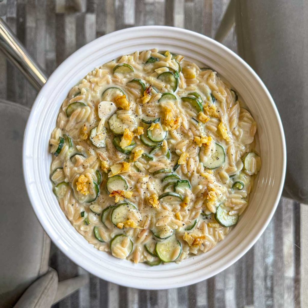 Creamy Lemon Courgette Orzo (Zucchini)