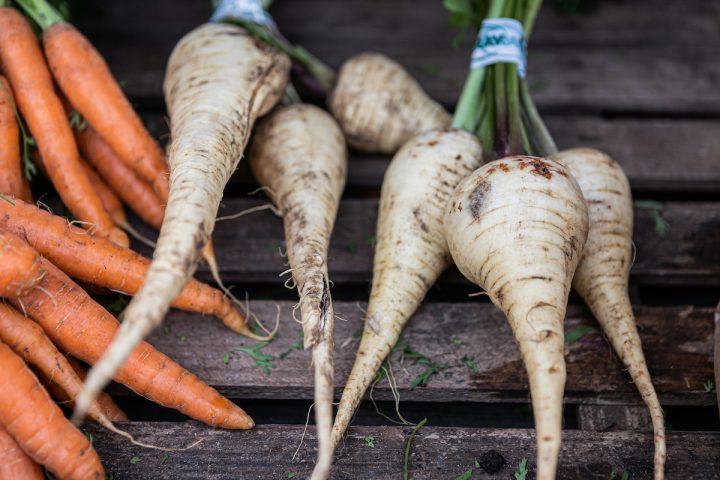 Roasted Carrots and Parsnips with Cranberry and Orange Glaze