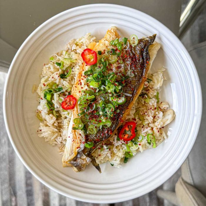 Crispy Sea Bass with Spring Onion and Ginger Oil