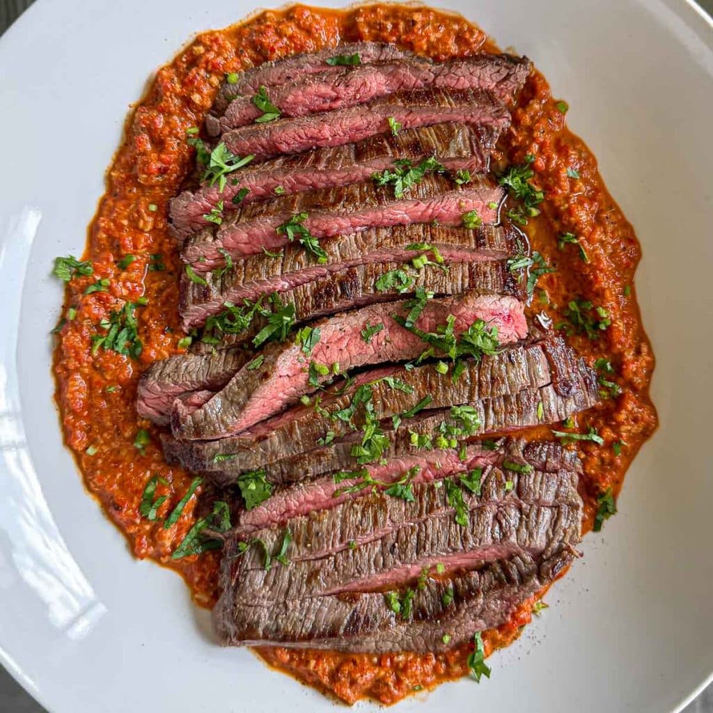 Marinated Flank Steak with Muhammara