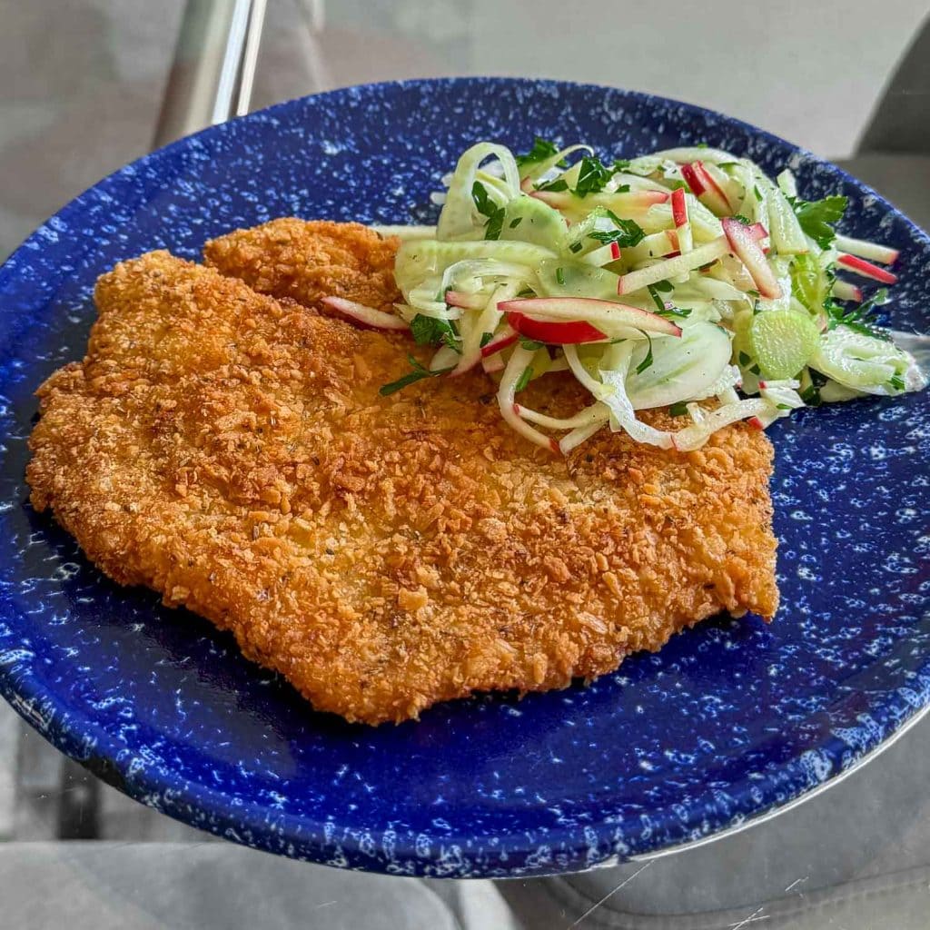 Fennel Cod Schnitzel with Fennel and Apple Slaw